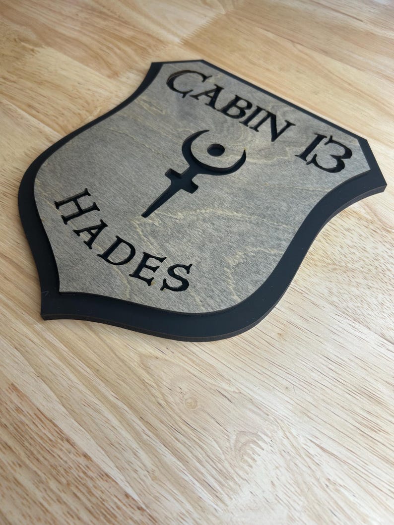 Cabin 13 Hades Sign: Percy Jackson Inspired, Stained Wooden Shield ...