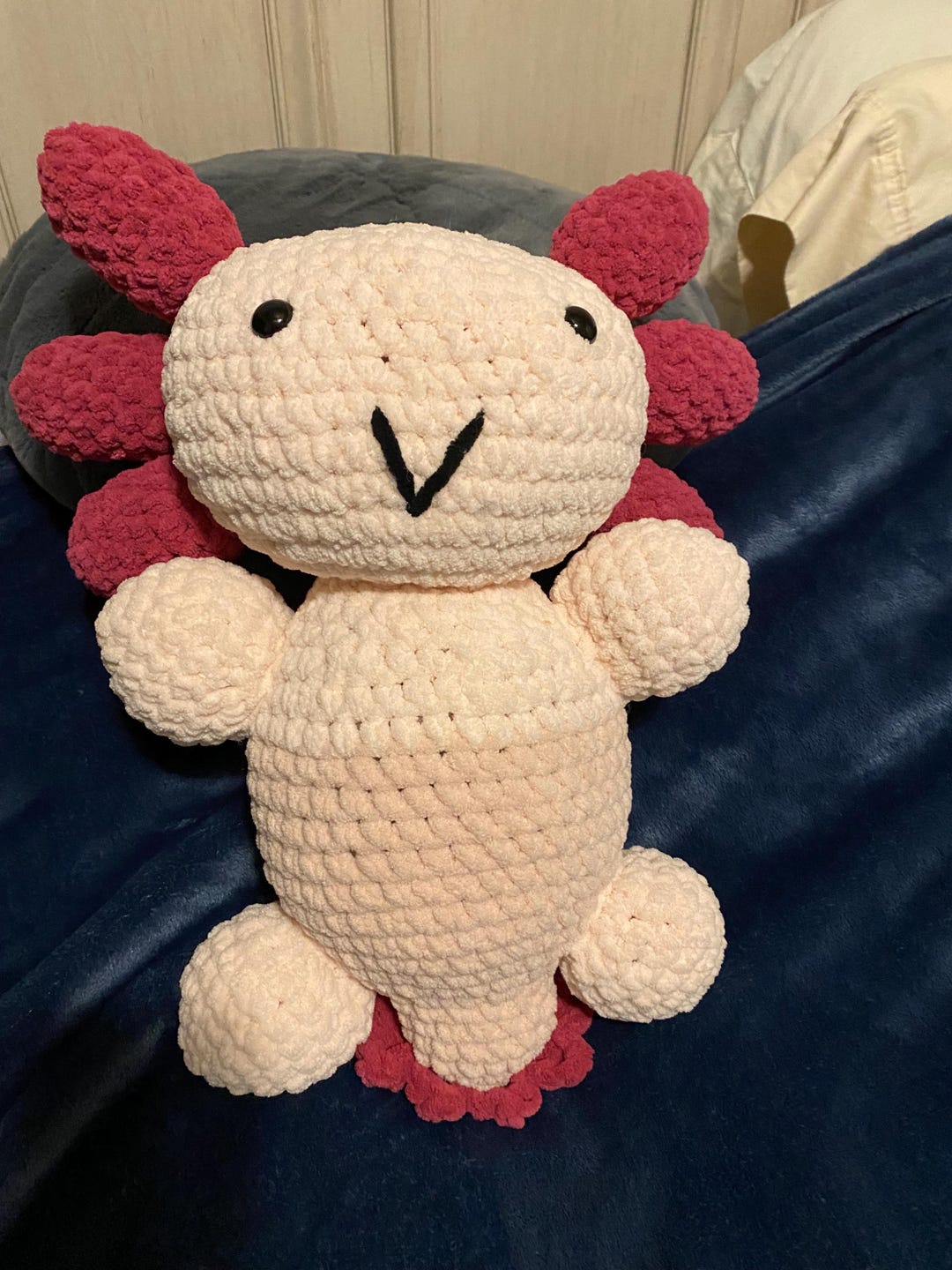 Crochet Jumbo Axolotl Plushie Big Handmade Amigurumi Amphibian Giant ...
