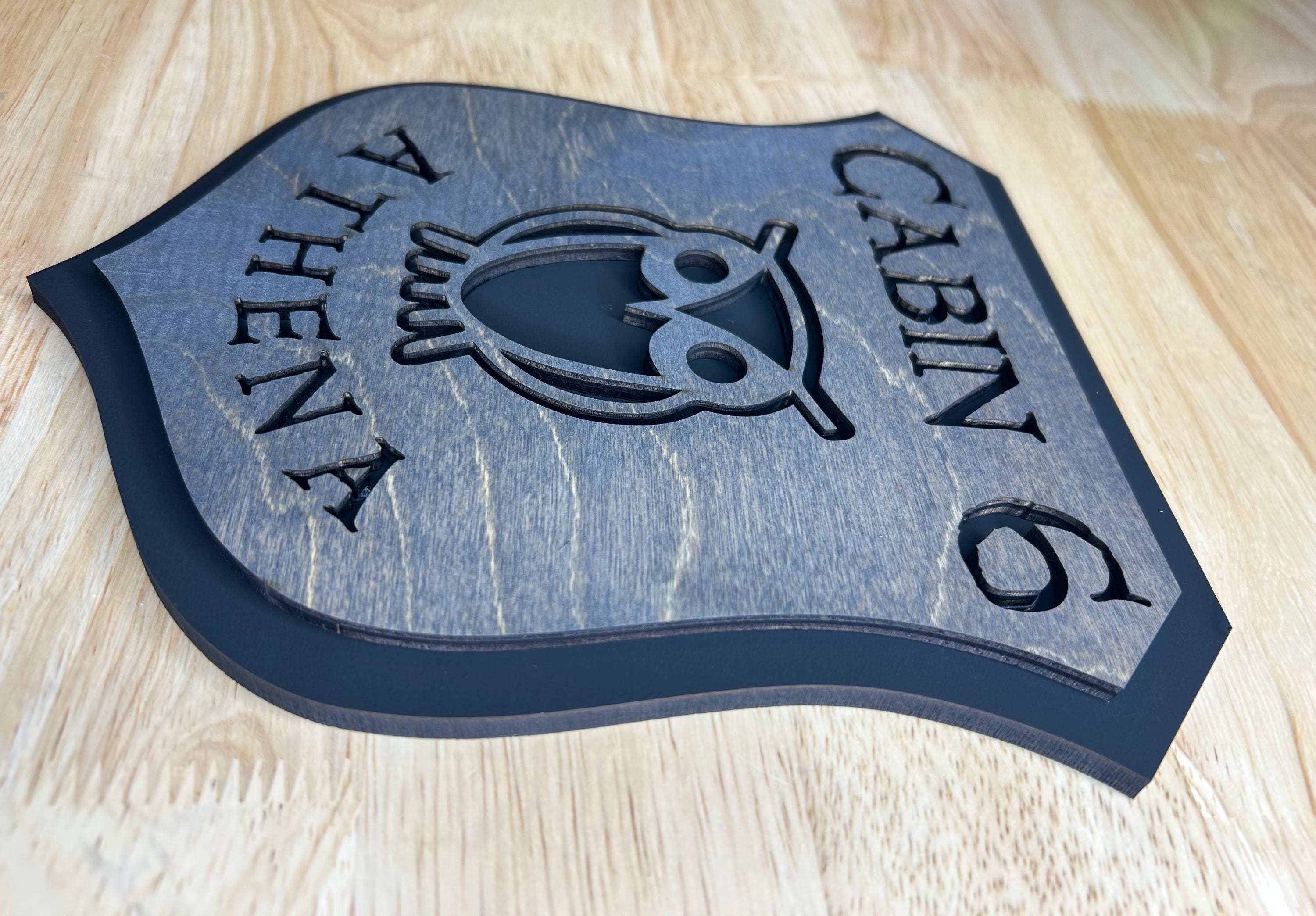 Cabin 6 Athena Sign: Percy Jackson Inspired Stained Wooden Shield ...
