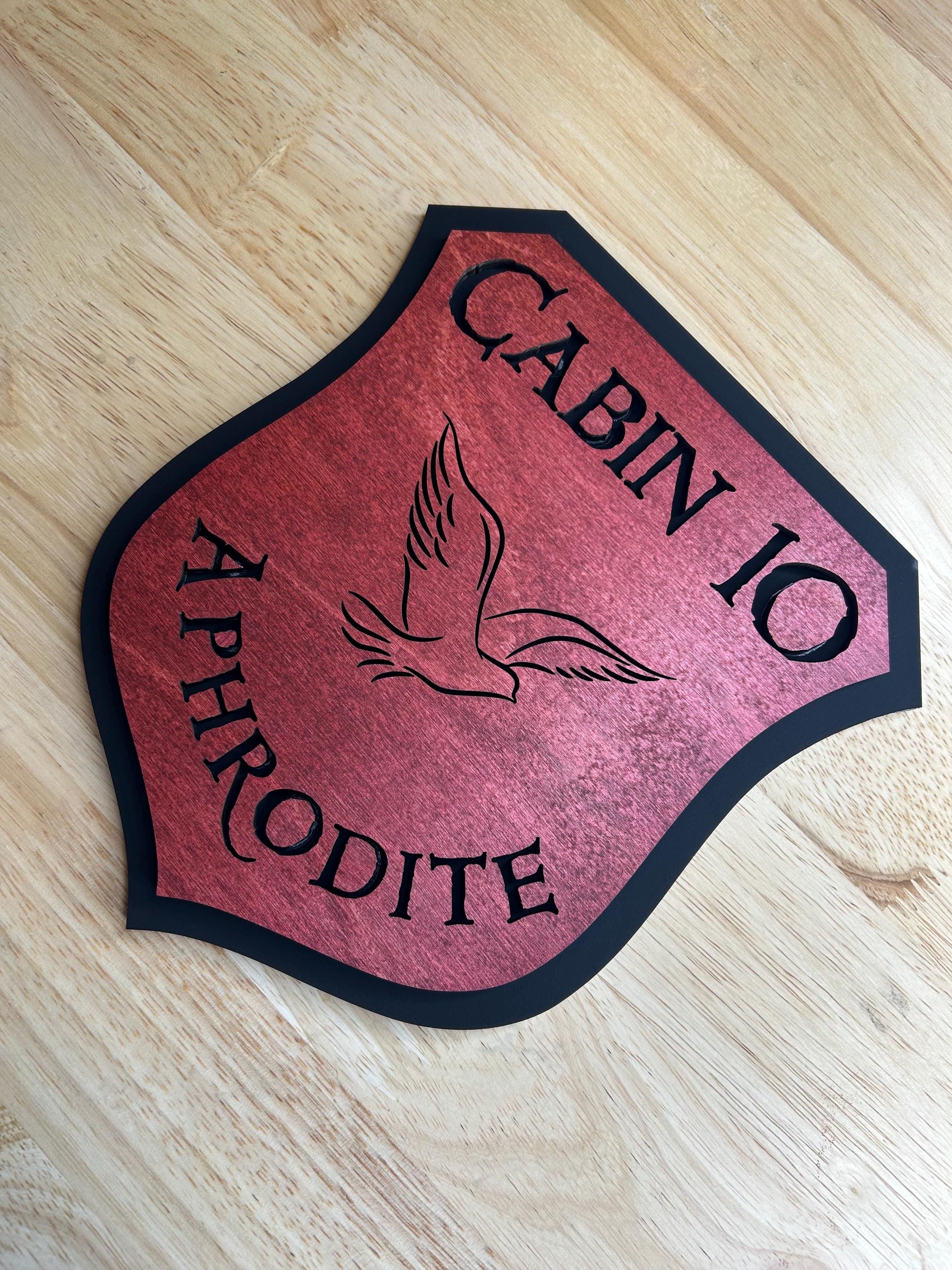 Cabin 10 Aphrodite Sign: Percy Jackson Inspired Stained Wooden Shield ...
