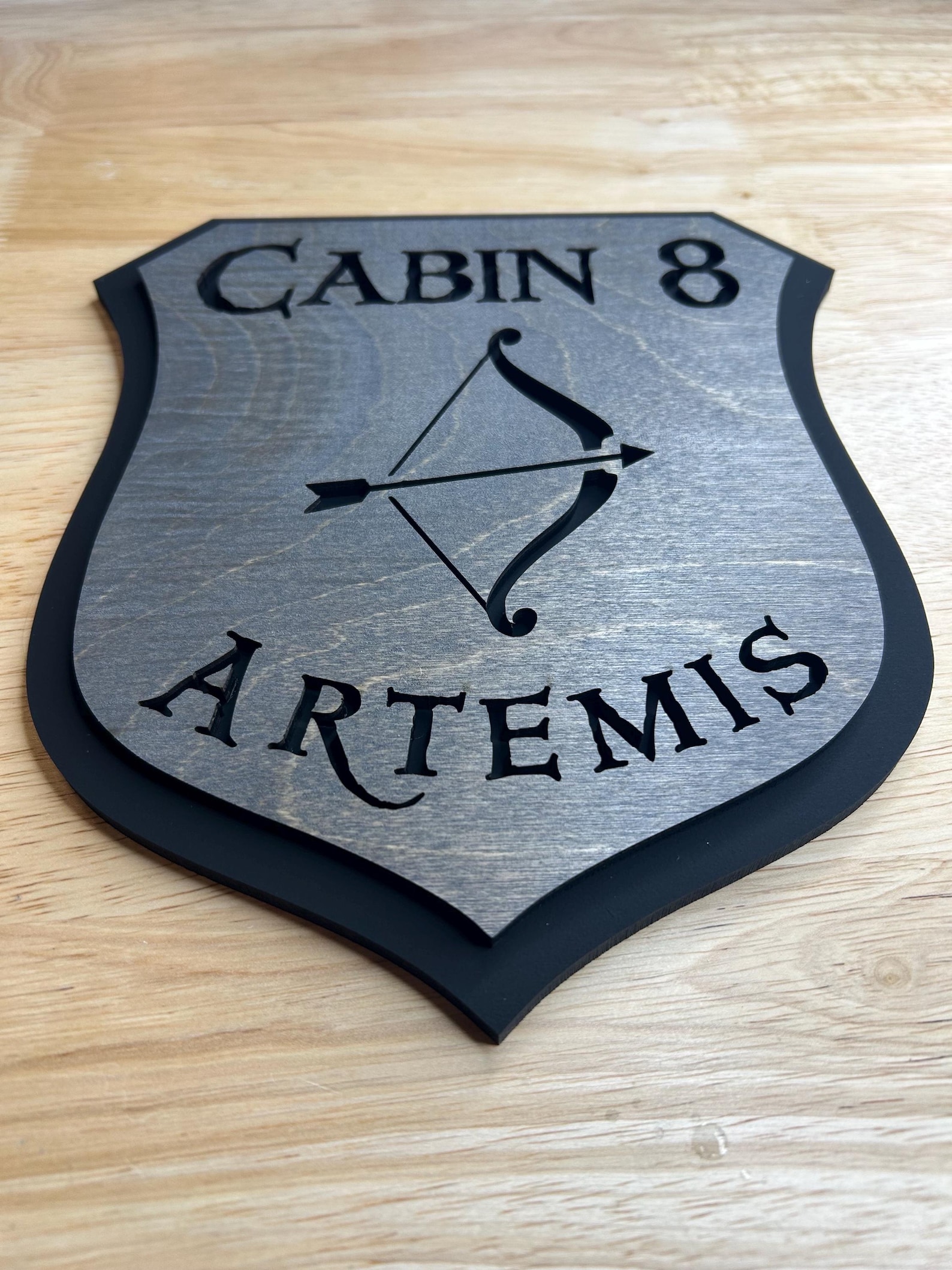 Cabin 8 Artemis Sign: Percy Jackson Inspired Stained Wooden Shield ...