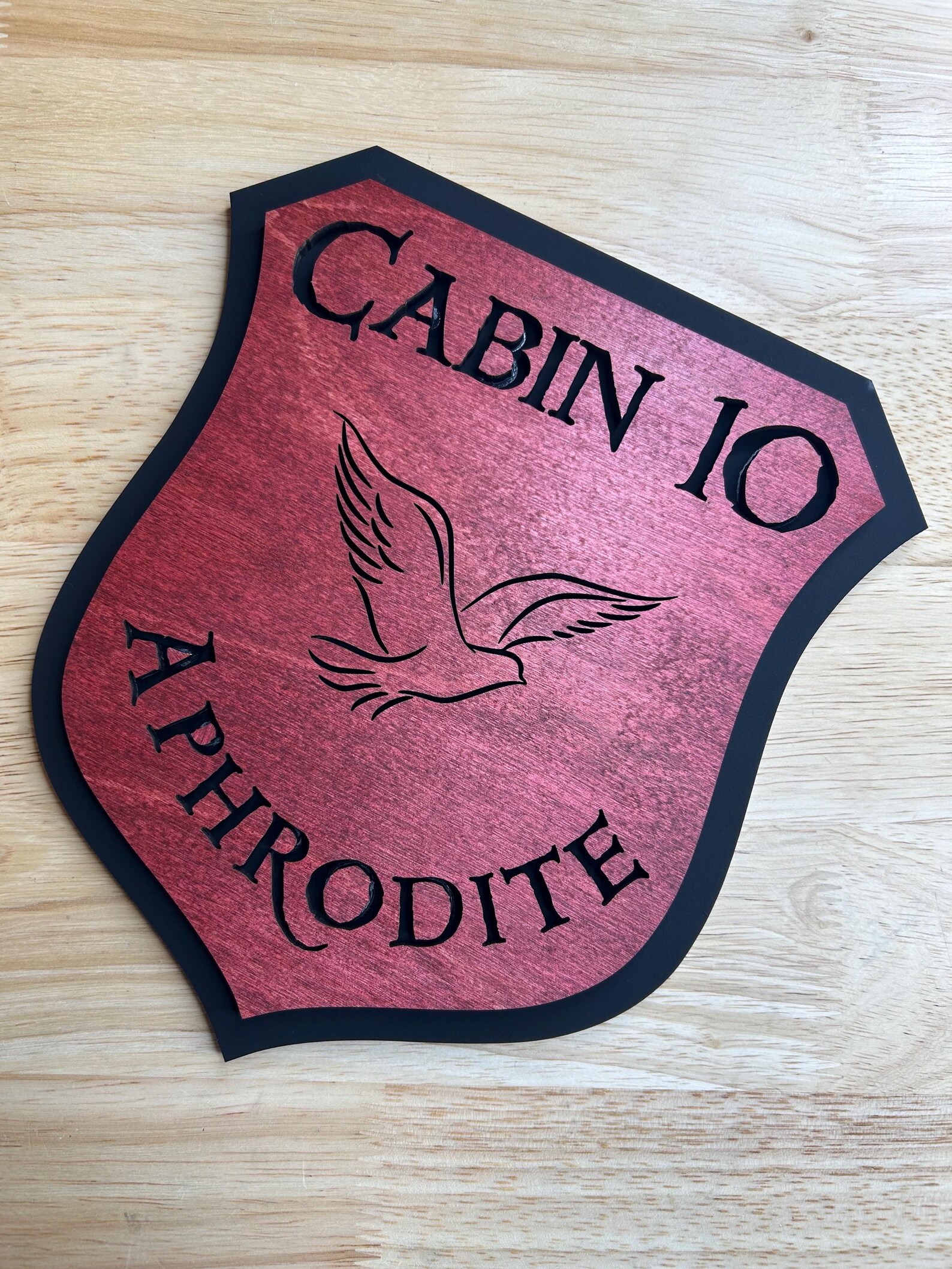 Cabin 10 Aphrodite Sign: Percy Jackson Inspired Stained Wooden Shield ...