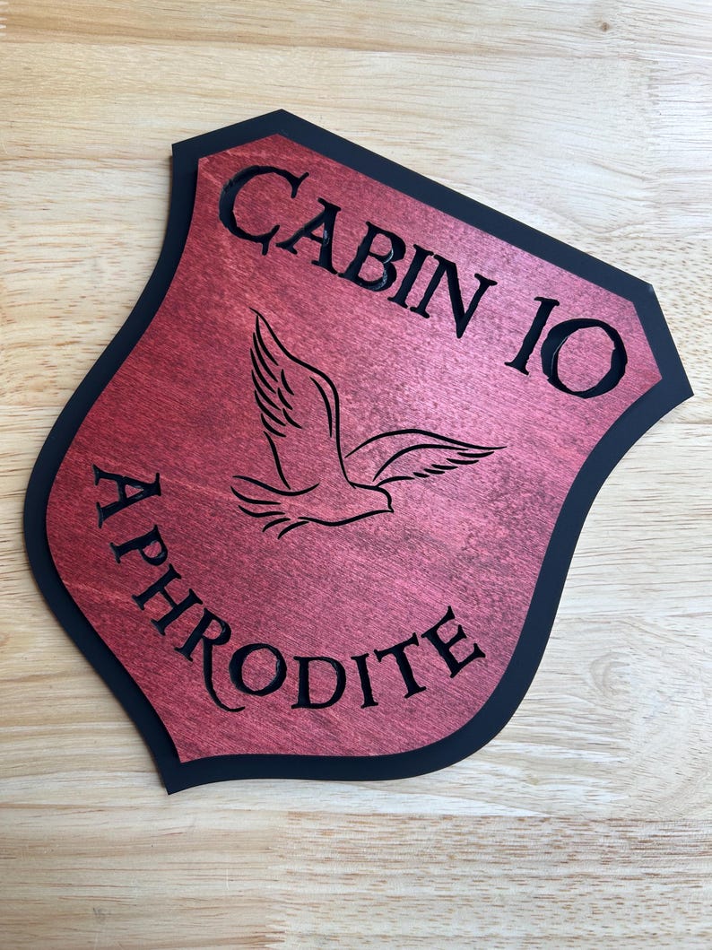 Cabin 10 Aphrodite Sign: Percy Jackson Inspired Stained Wooden Shield ...
