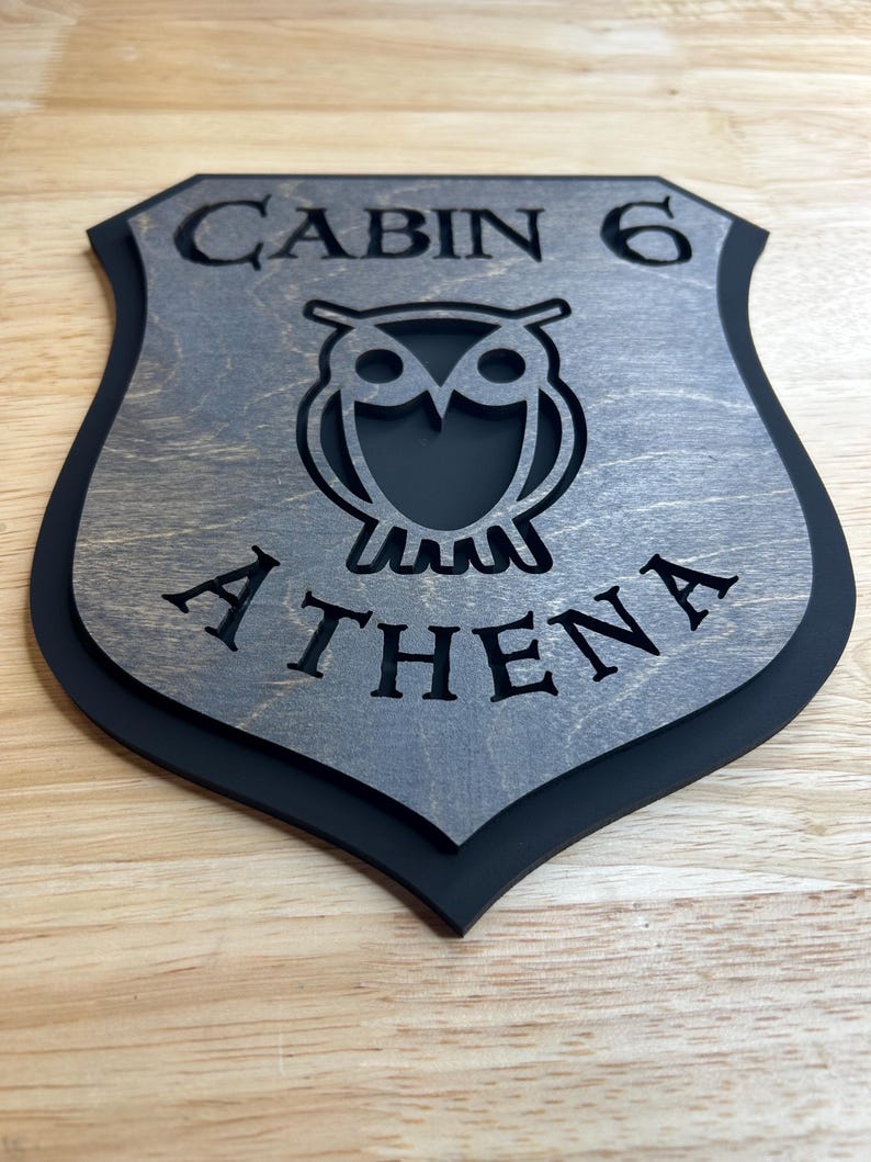 Cabin 6 Athena Sign: Percy Jackson Inspired Stained Wooden Shield ...