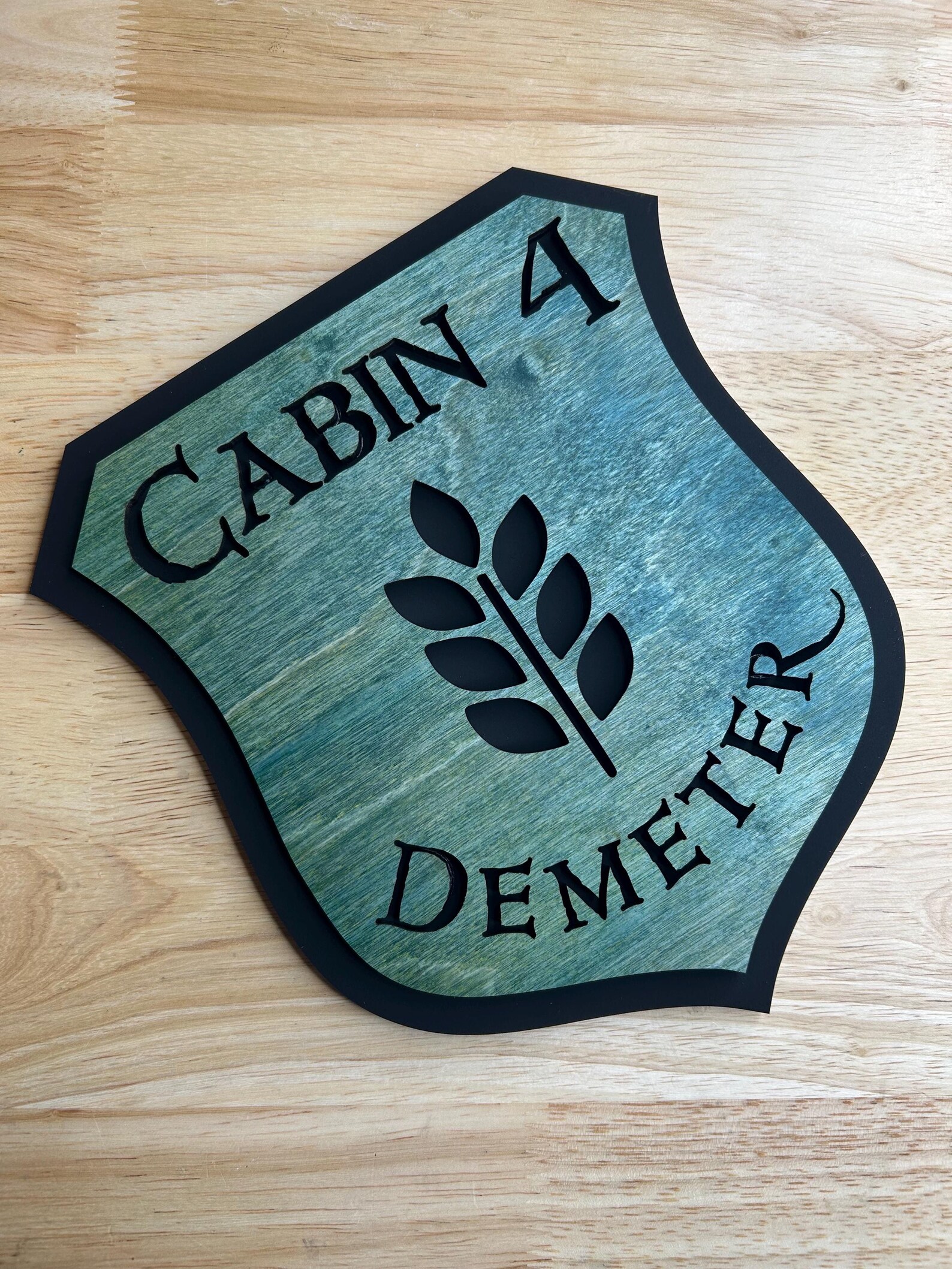 Cabin 4 Demeter Sign: Percy Jackson Inspired Stained Wooden Shield ...