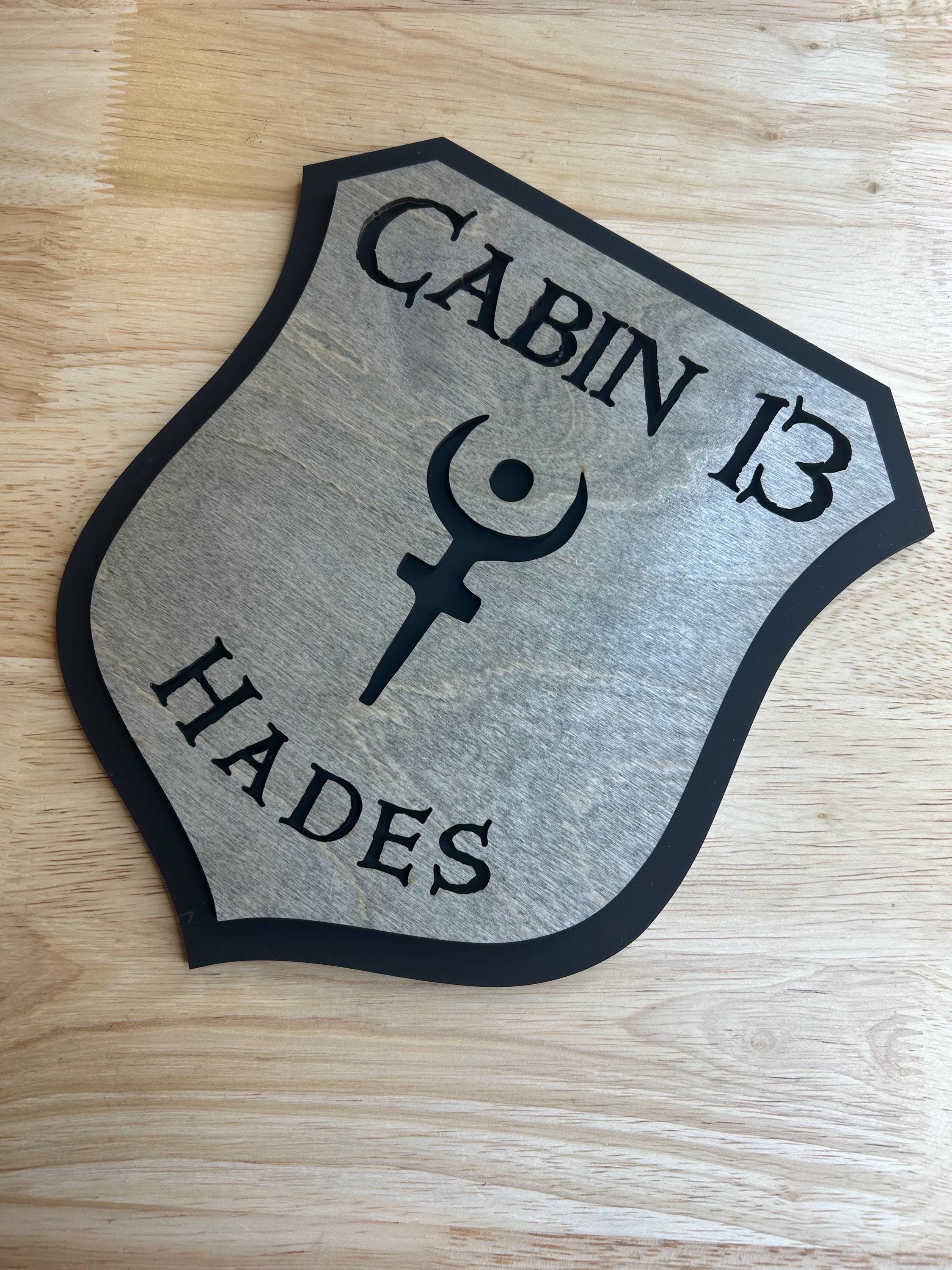 Cabin 13 Hades Sign: Percy Jackson Inspired, Stained Wooden Shield ...