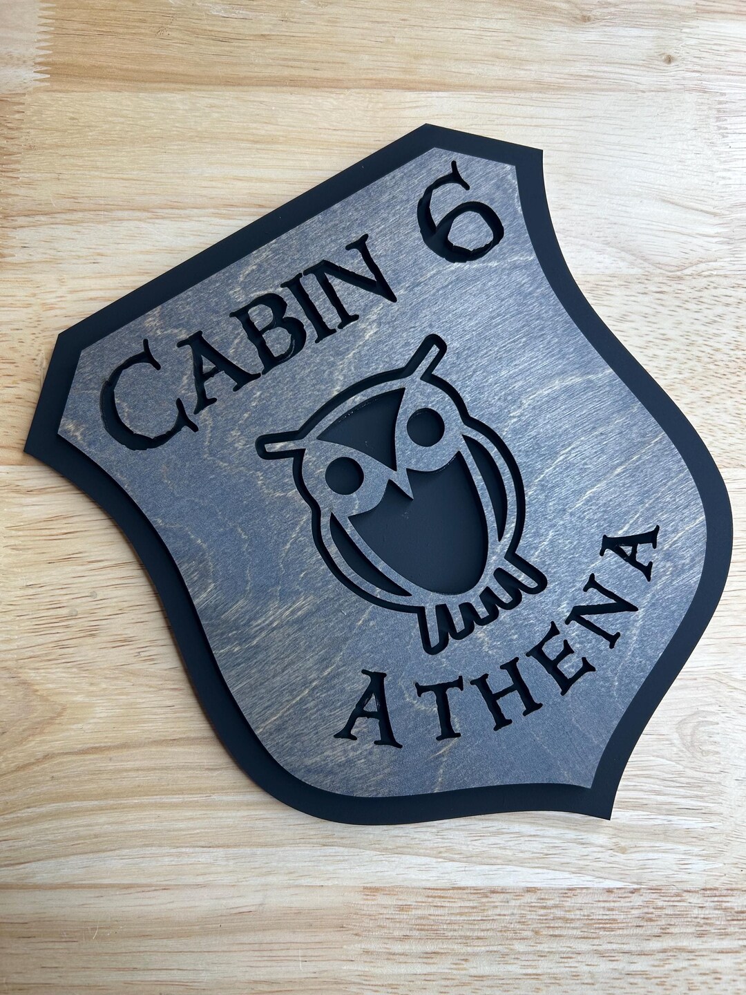 Cabin 6 Athena Sign: Percy Jackson Inspired Stained Wooden Shield ...