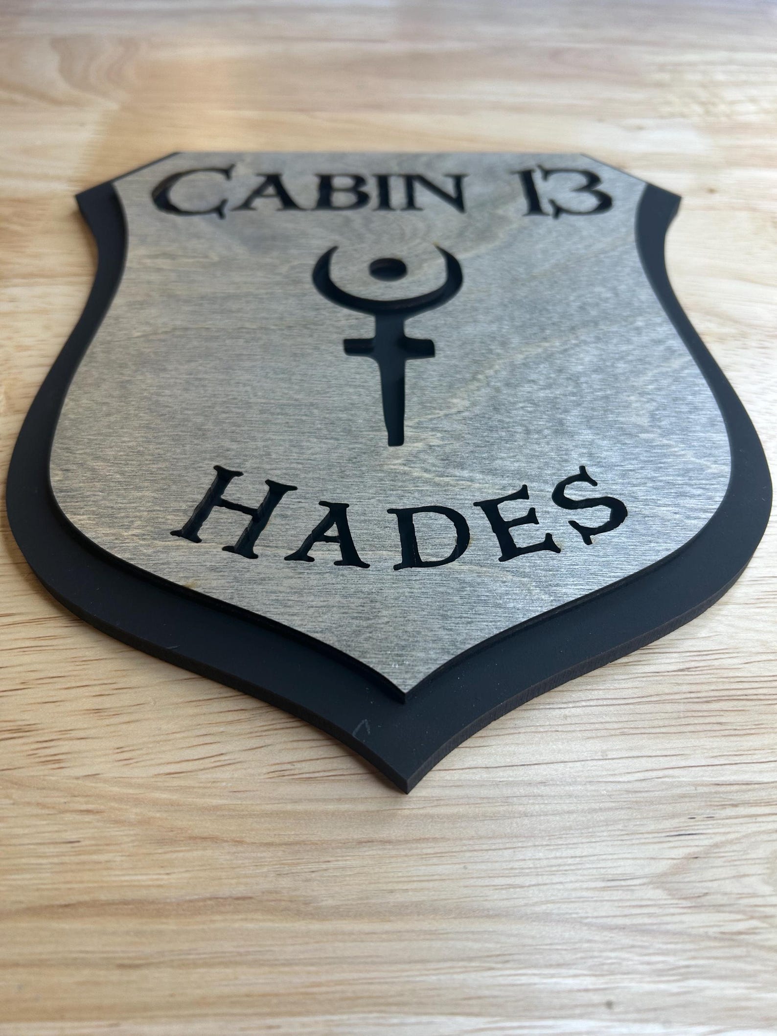 Cabin 13 Hades Sign: Percy Jackson Inspired, Stained Wooden Shield ...