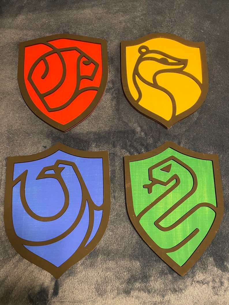4 Set Hand-painted House Crests HP Inspired Wooden Minimalist Decor ...