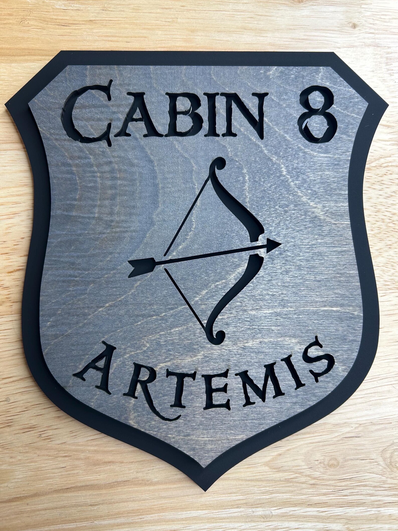 Cabin 8 Artemis Sign: Percy Jackson Inspired Stained Wooden Shield ...