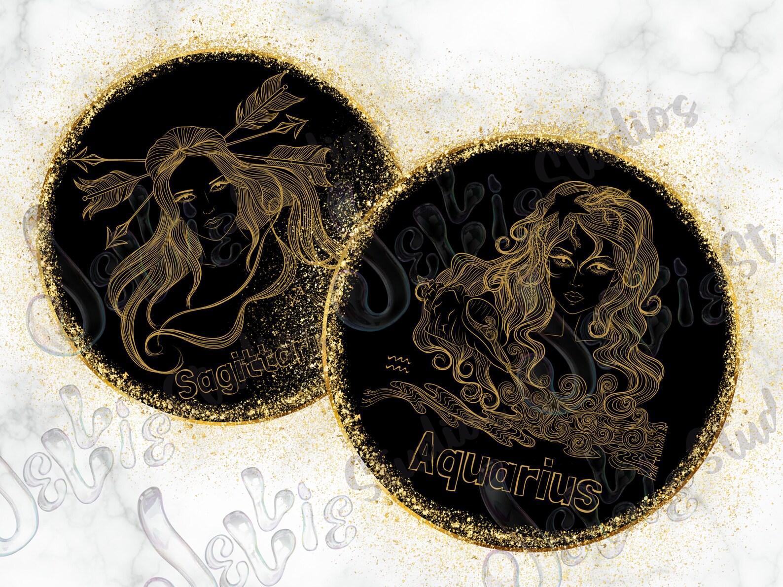 Zodiac Sign Clipart Bundle PNG, Watercolour Astrology Images for ...