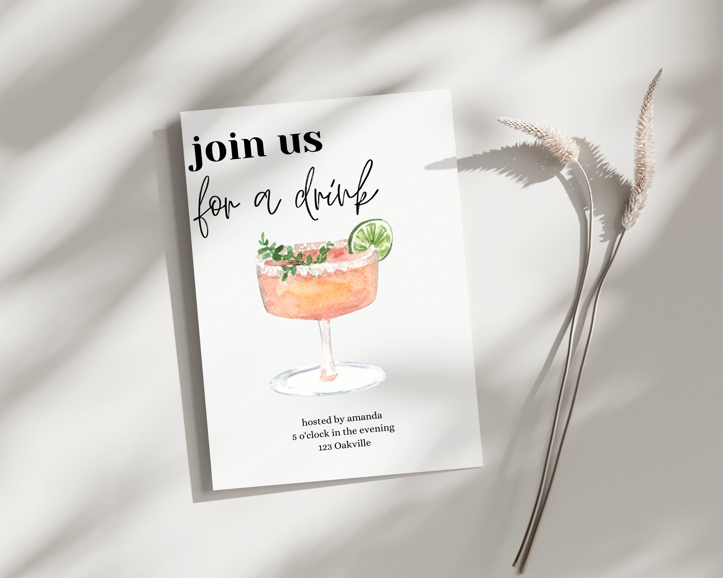 Simple Black and White Join Us Party Invitation Template Instant Edit ...