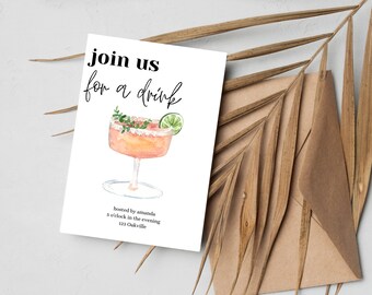 Join Us Party Invitation Template Beige Watercolor Instant Edit and ...