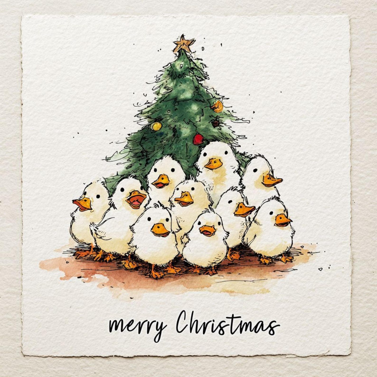 12 Christmas Duckling Clipart (JPG) : Whimsical Holiday Art for Card ...