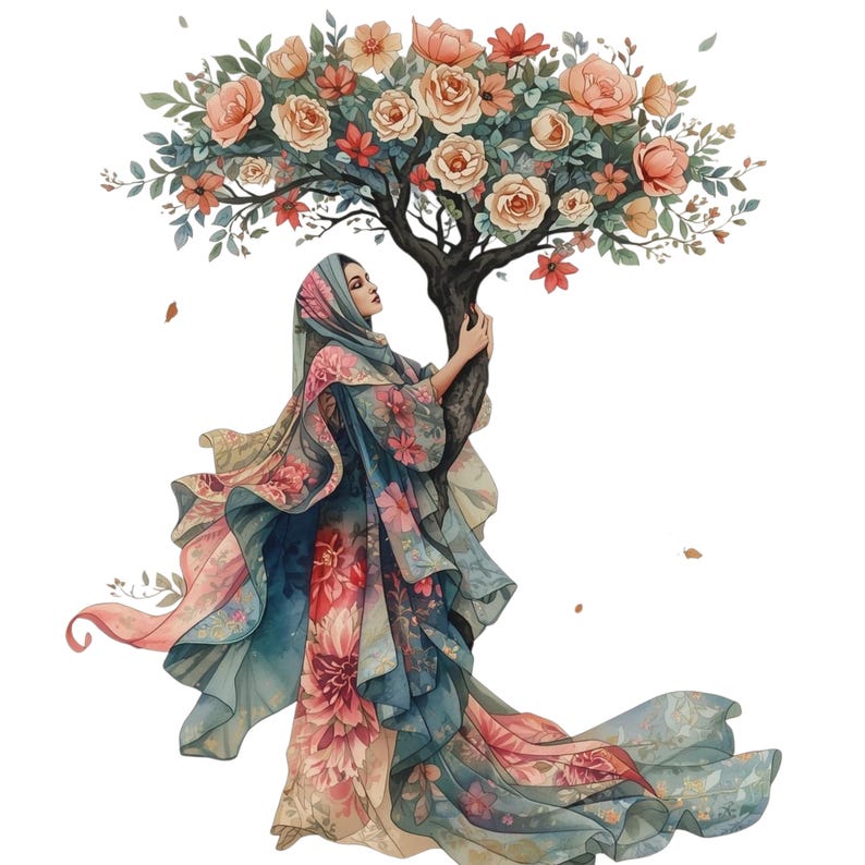 Nature Goddess Art – Tree Spirit Woman Watercolor Illustrations for ...