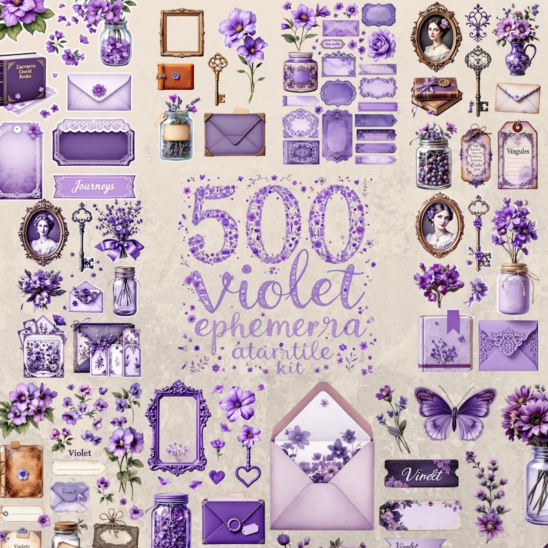 Purple Collage Kit - Etsy