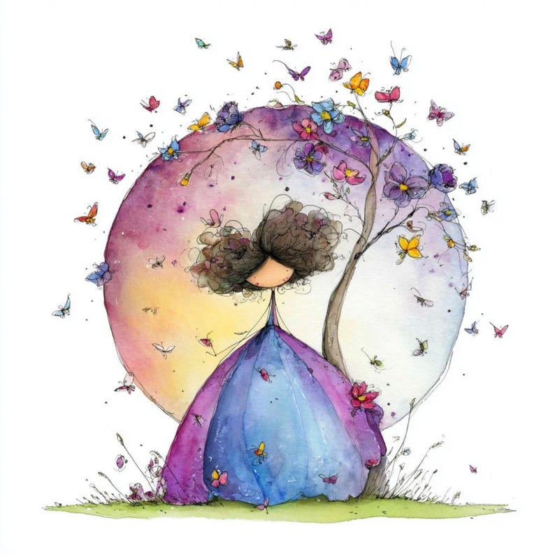 18 Whimsical Floral Girl Clipart (JPG) – Watercolor Spring Woman Art ...