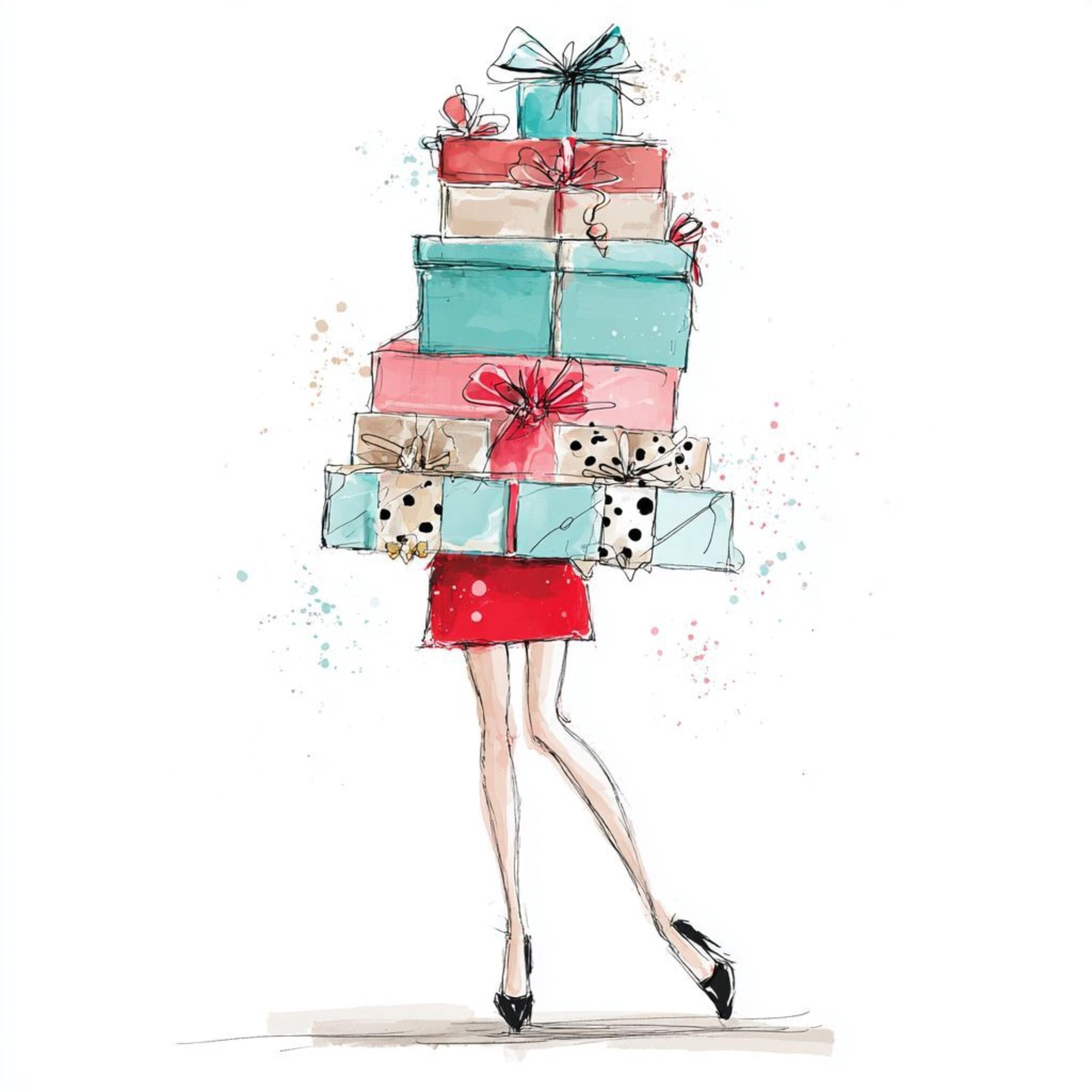 Fashion Girls With Gift Box PNG Clipart , 15 Watercolor Art for Crafts ...