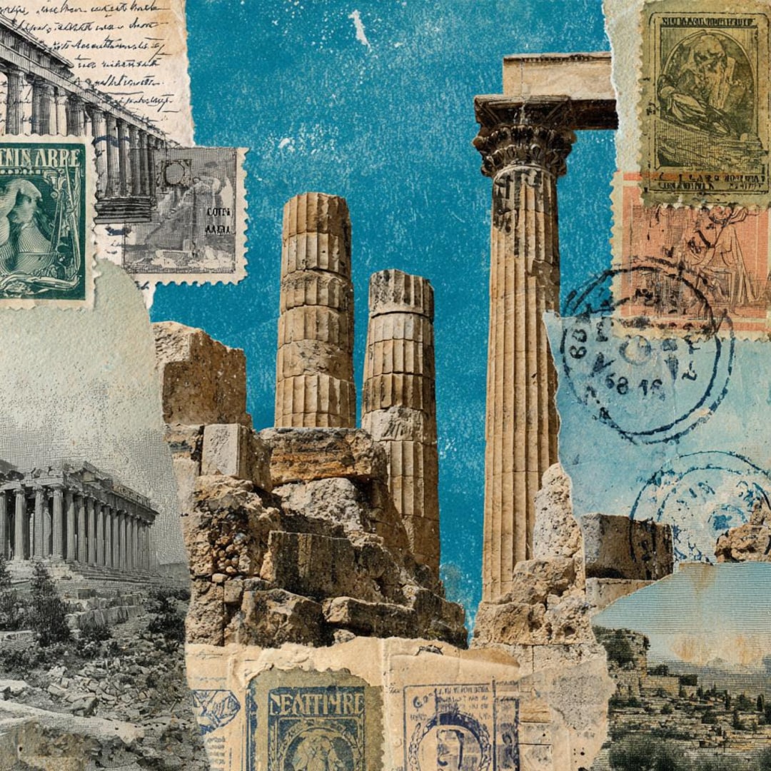 30 Vintage Greece Ephemera Clipart (JPG) : Retro Parthenon Junk Journal ...