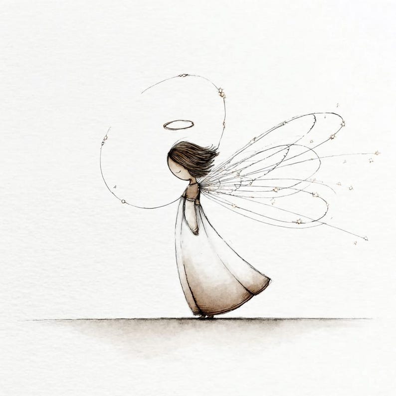 16 Minimal Angel Clipart (JPG) : Neutral Watercolor Spiritual Art for ...