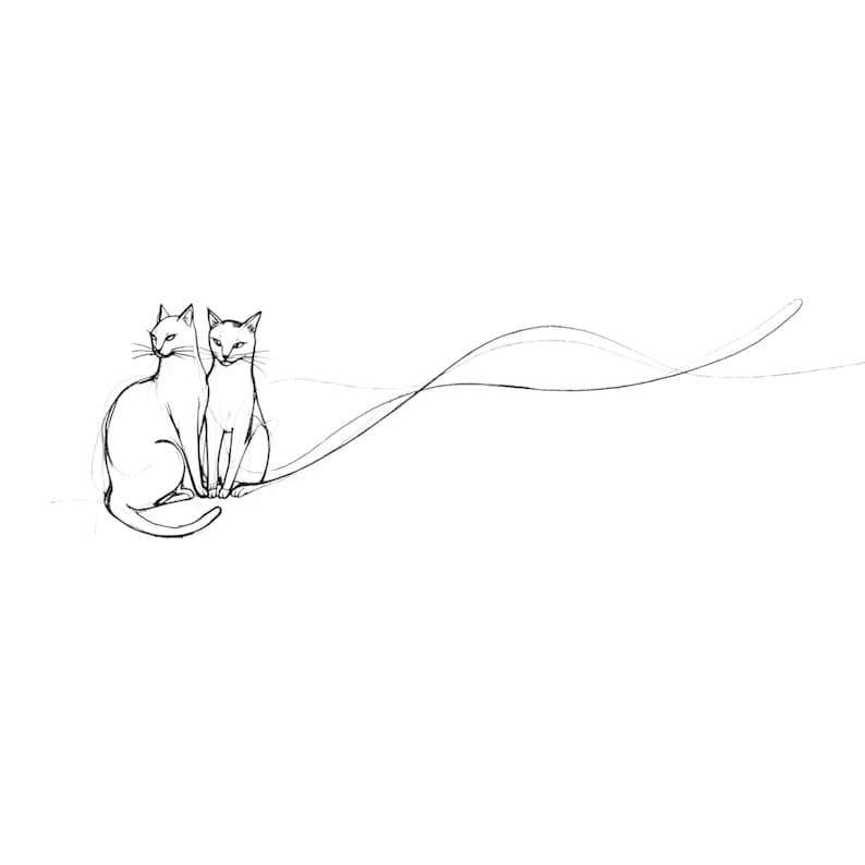 30 One Line Cat Clip Art: Minimal Abstract Feline Draw for Crafters PNG ...