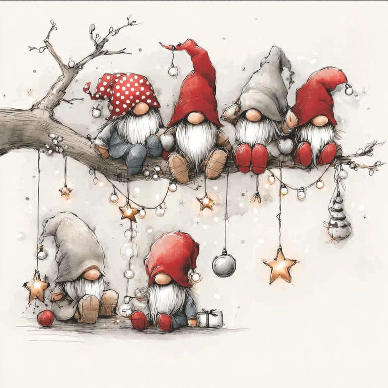 15 Little Christmas Gnomes Clipart: Pastel Festive Winter PNG Files - Etsy