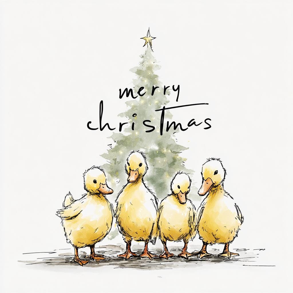 12 Christmas Duckling Clipart (JPG) : Whimsical Holiday Art for Card ...