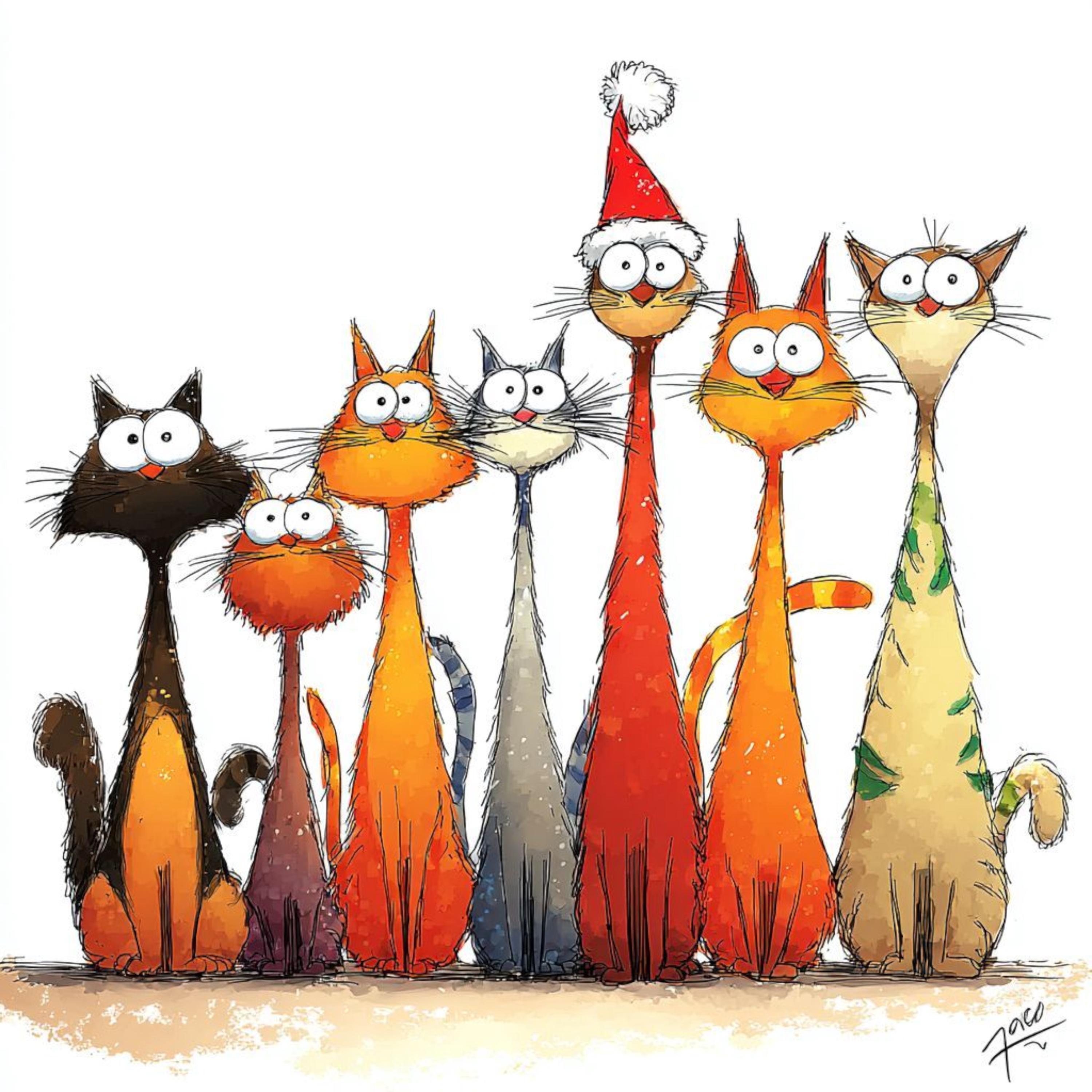20 Funny Christmas Cat Clipart – Quirky Holiday Cats With Santa Hats ...