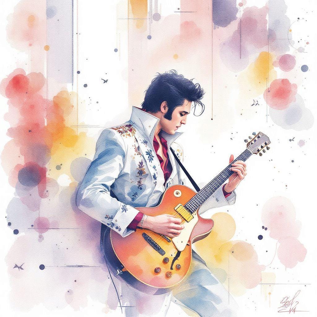Elvis Presley Watercolor Art Prints: Retro Music PNG Files (digital ...