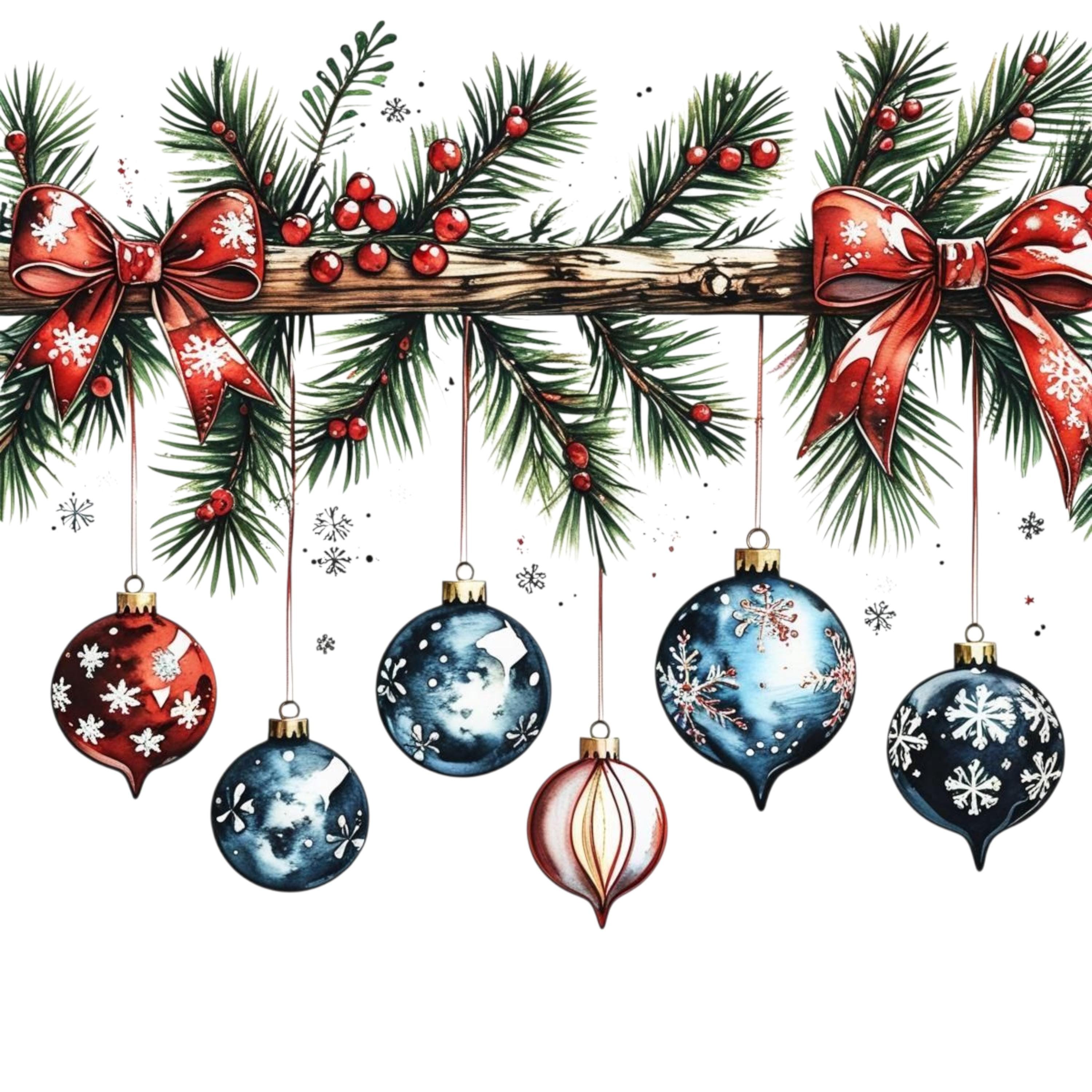 Christmas Decor Watercolor Clipart Set: 30 Pngs (digital Download) - Etsy