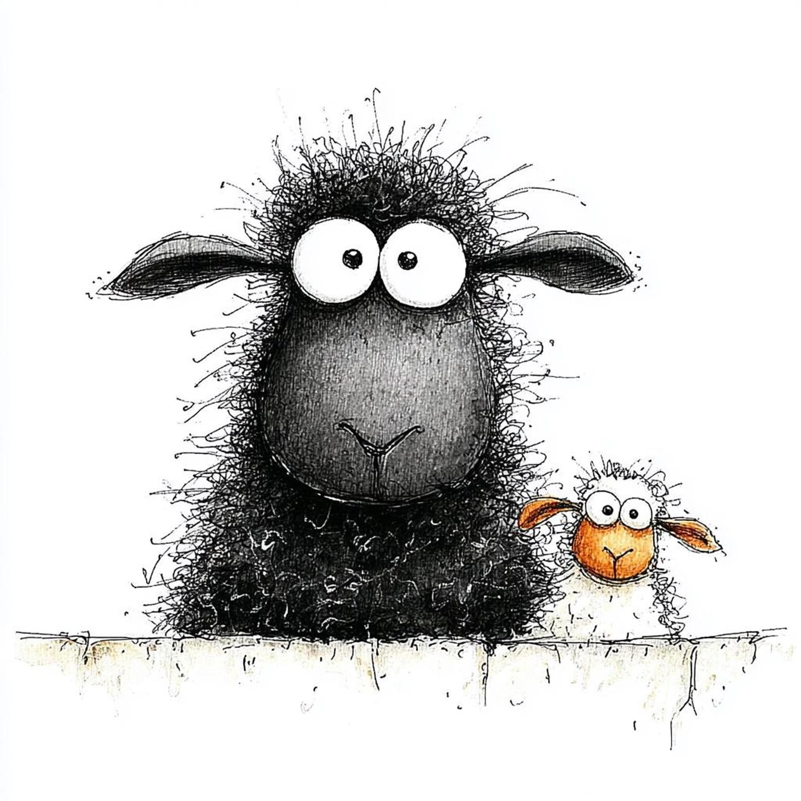 25 Quirky Sheep Family Clipart (JPG) : Funny Sketch Farm Animals for ...