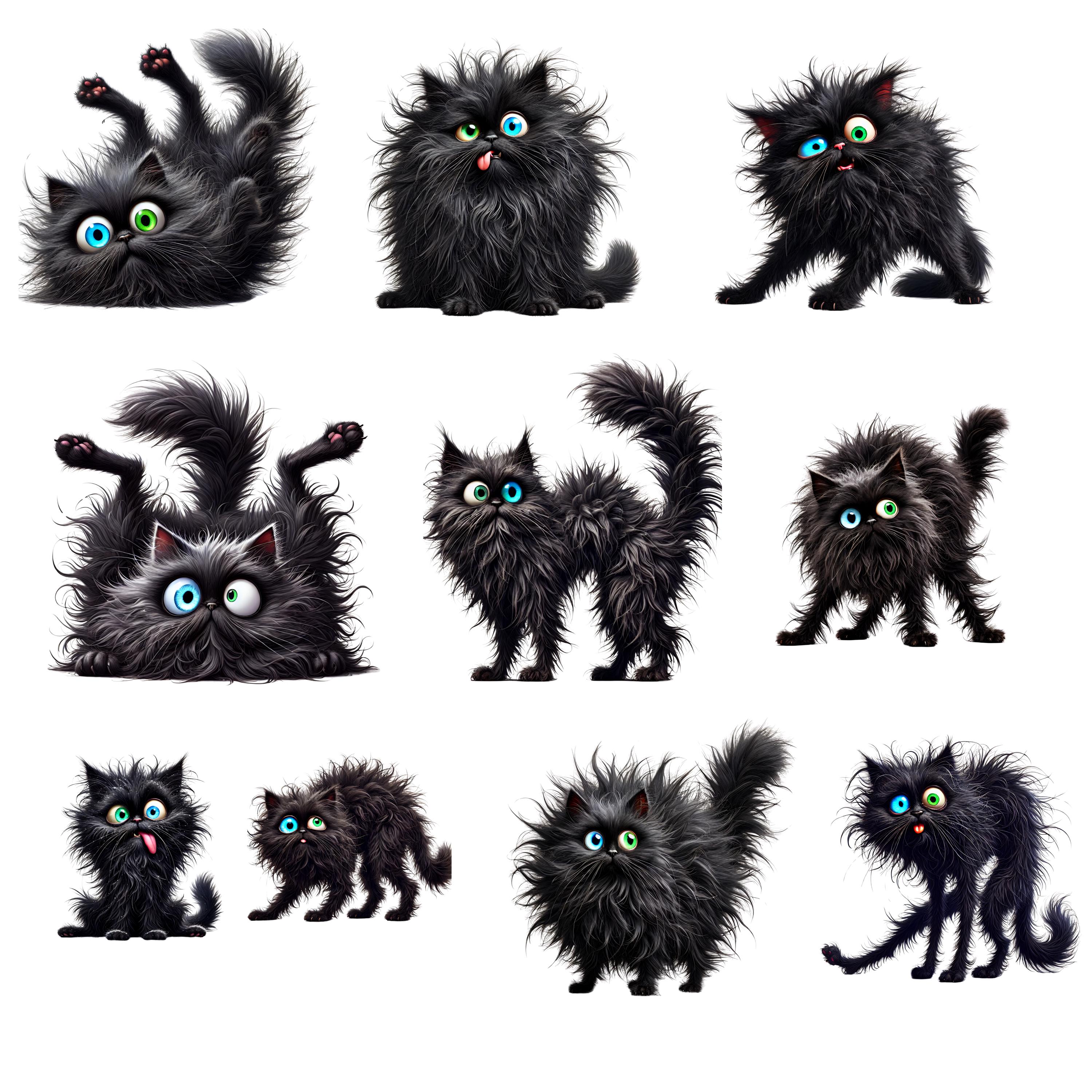 Cute Black Cat Clipart - 12 Watercolor Kittens for Scrapbooking ...