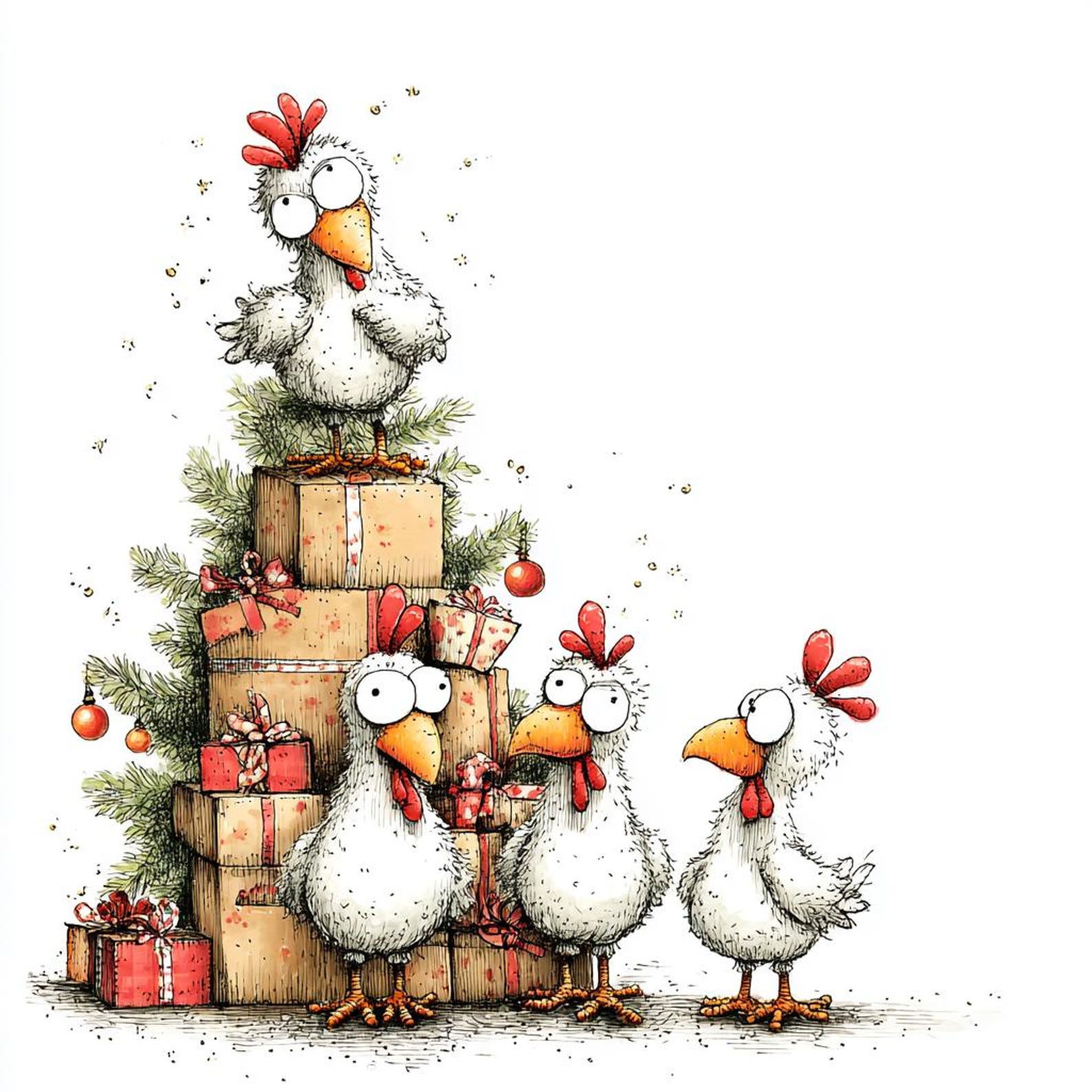 40 Funny Christmas Chicken Clipart (JPG) – Whimsical Holiday Farm Art ...