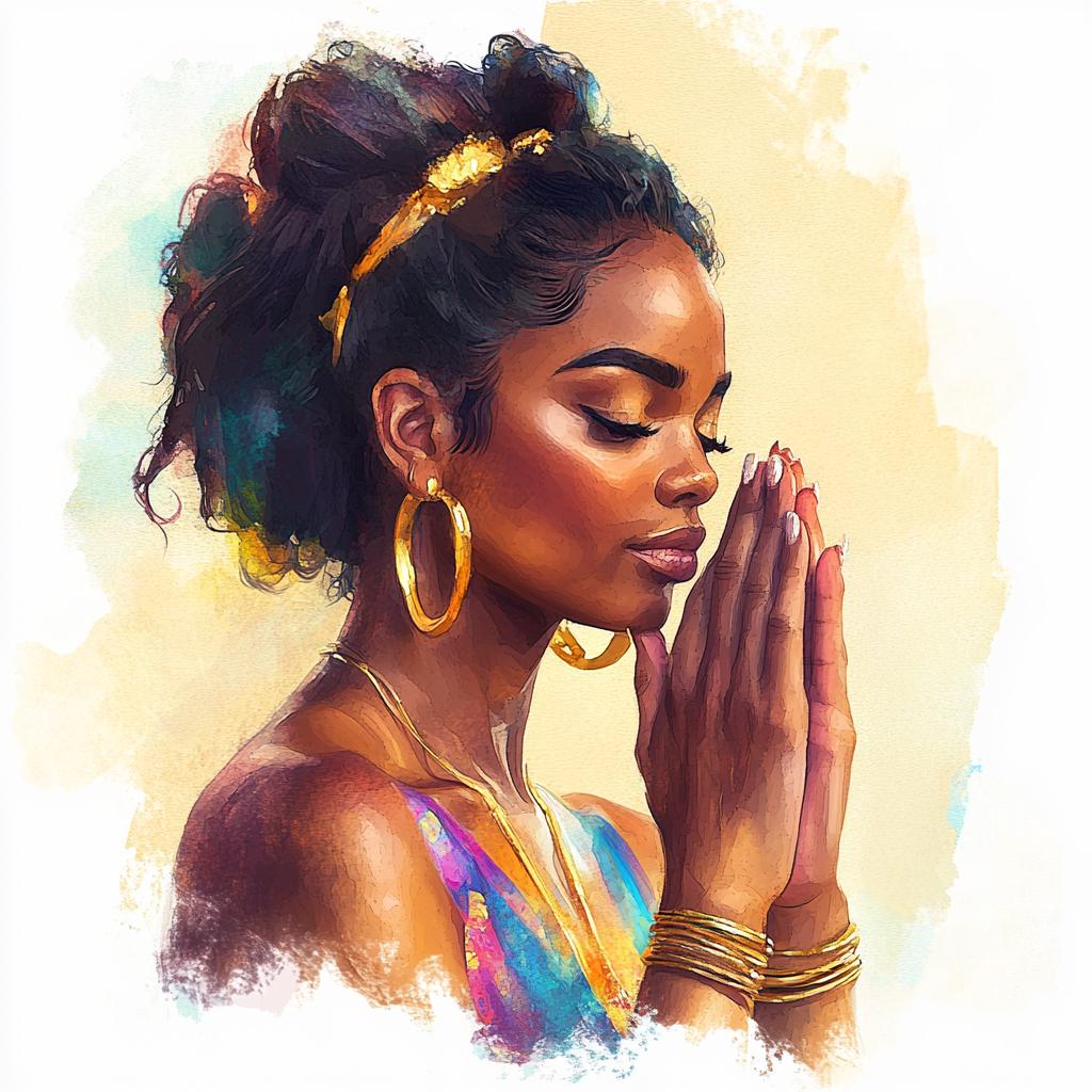 12 Praying Woman Faces (JPG) : Spiritual Watercolor Faith Art for ...