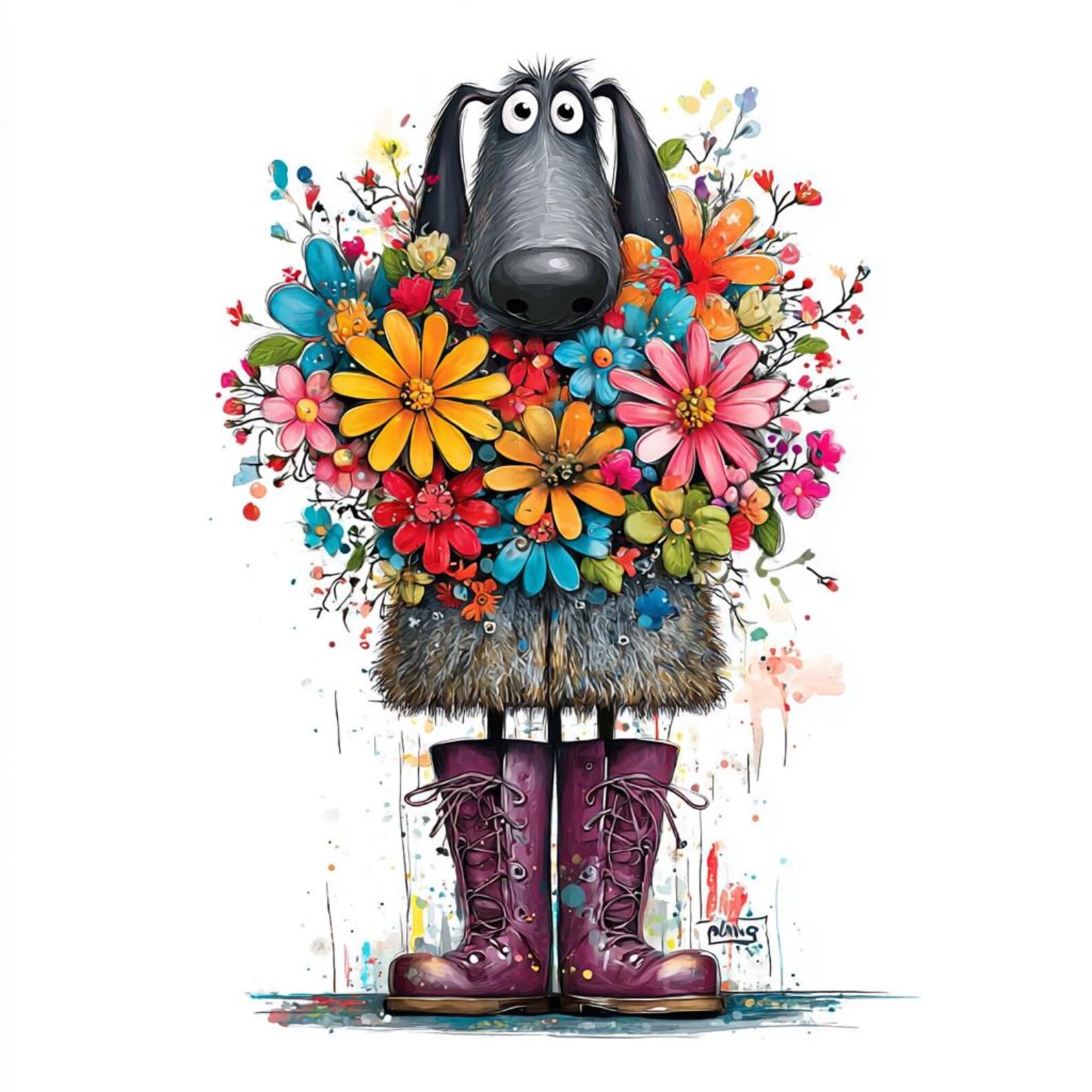 20 Floral Dog Clipart Watercolor Puppy Flower Crown PNG Sublimation ...