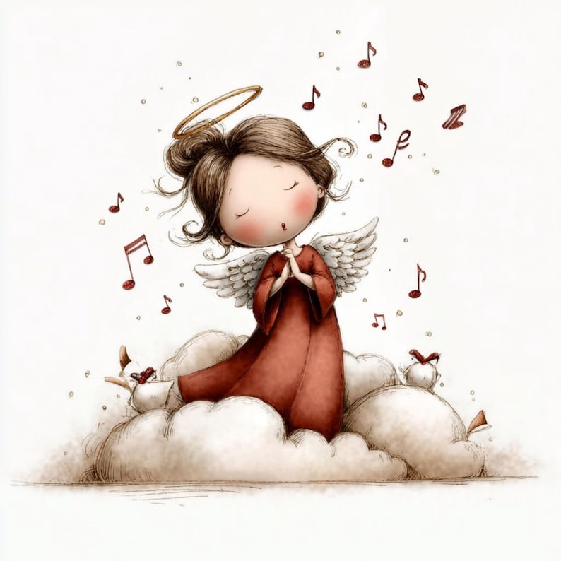 22 Little Angel Clipart : Whimsical Praying Christian Art for Card ...
