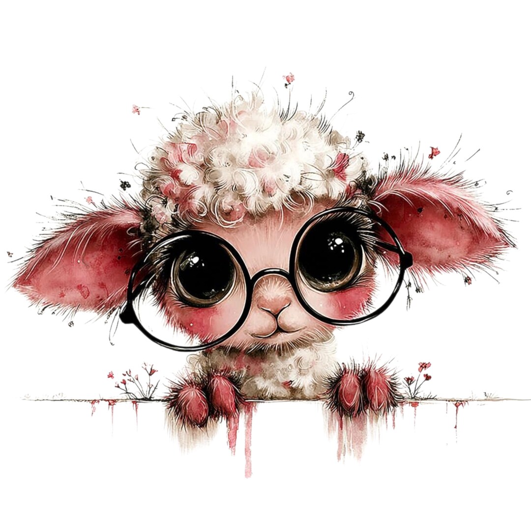 38 Watercolor Sheep Clipart (JPG) : Peeking Lamb Illustrations for ...