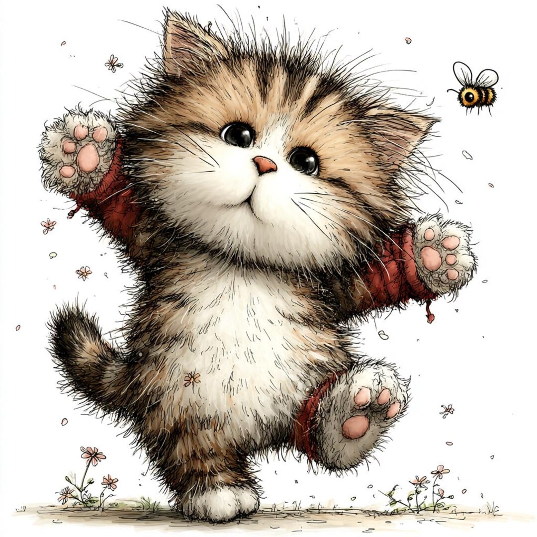 50 Spring Cats Watercolor Clipart – Floral Cat Illustrations - Etsy