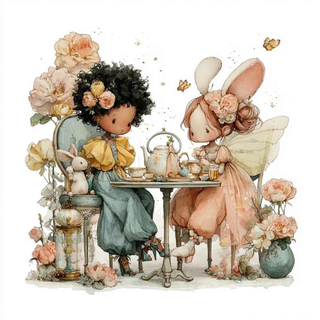 15 Watercolor Fairy Clipart Printable Spring Princess Tea Party Digital ...