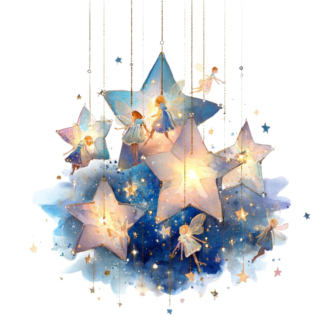 16 Celestial Star Fairy Clipart: Glowing Moonlight Nursery PNG (digital ...