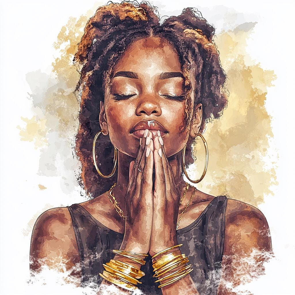 12 Praying Woman Faces (JPG) : Spiritual Watercolor Faith Art for ...