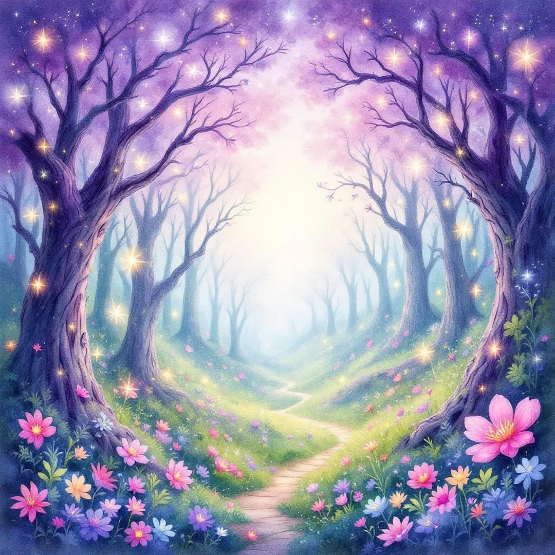 Magical Fairy Forest Clipart – Watercolor Woodland Art (JPG) - Etsy