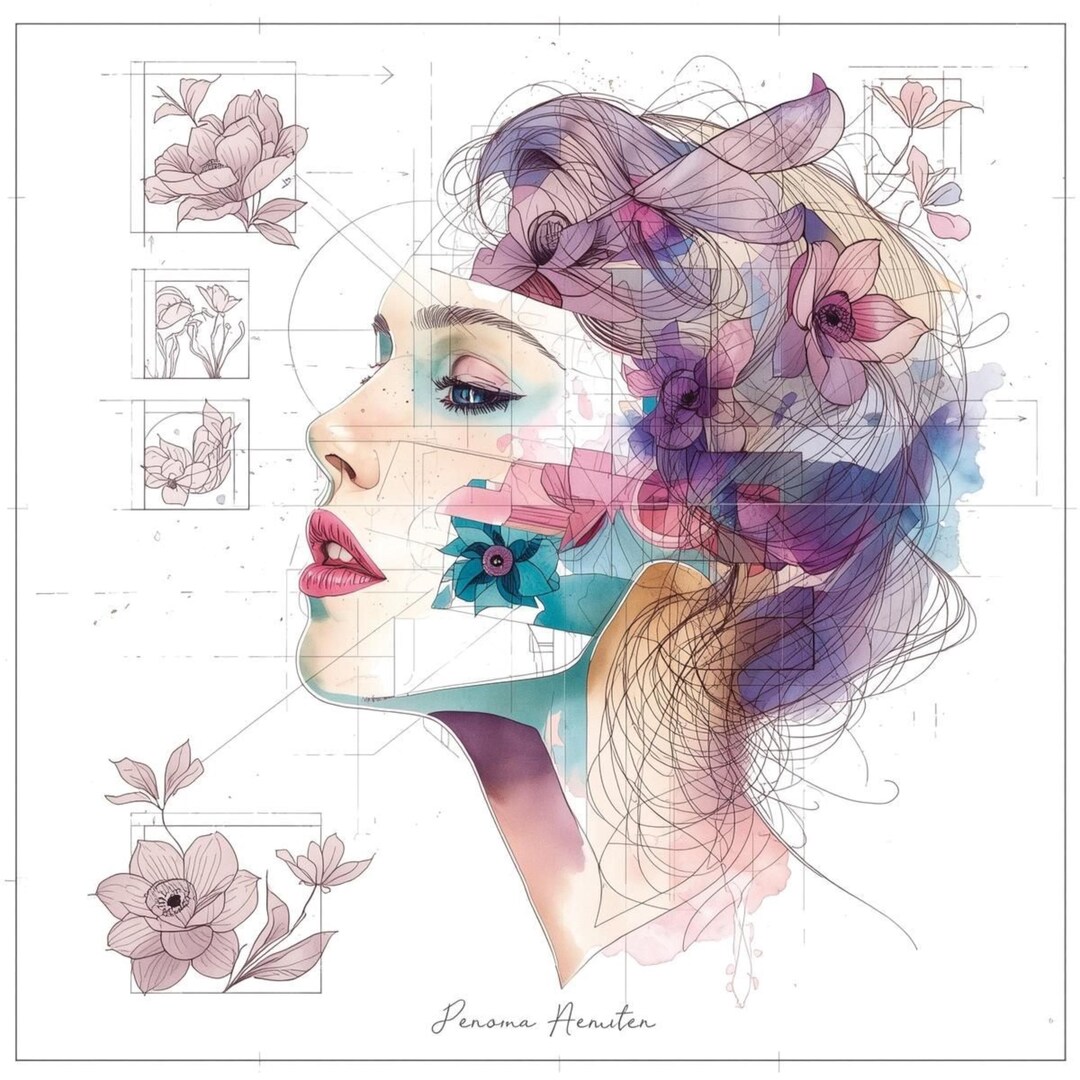 Female Blueprint Portrait Art ,15 Gynecologist Wall Decor and Clipart ...