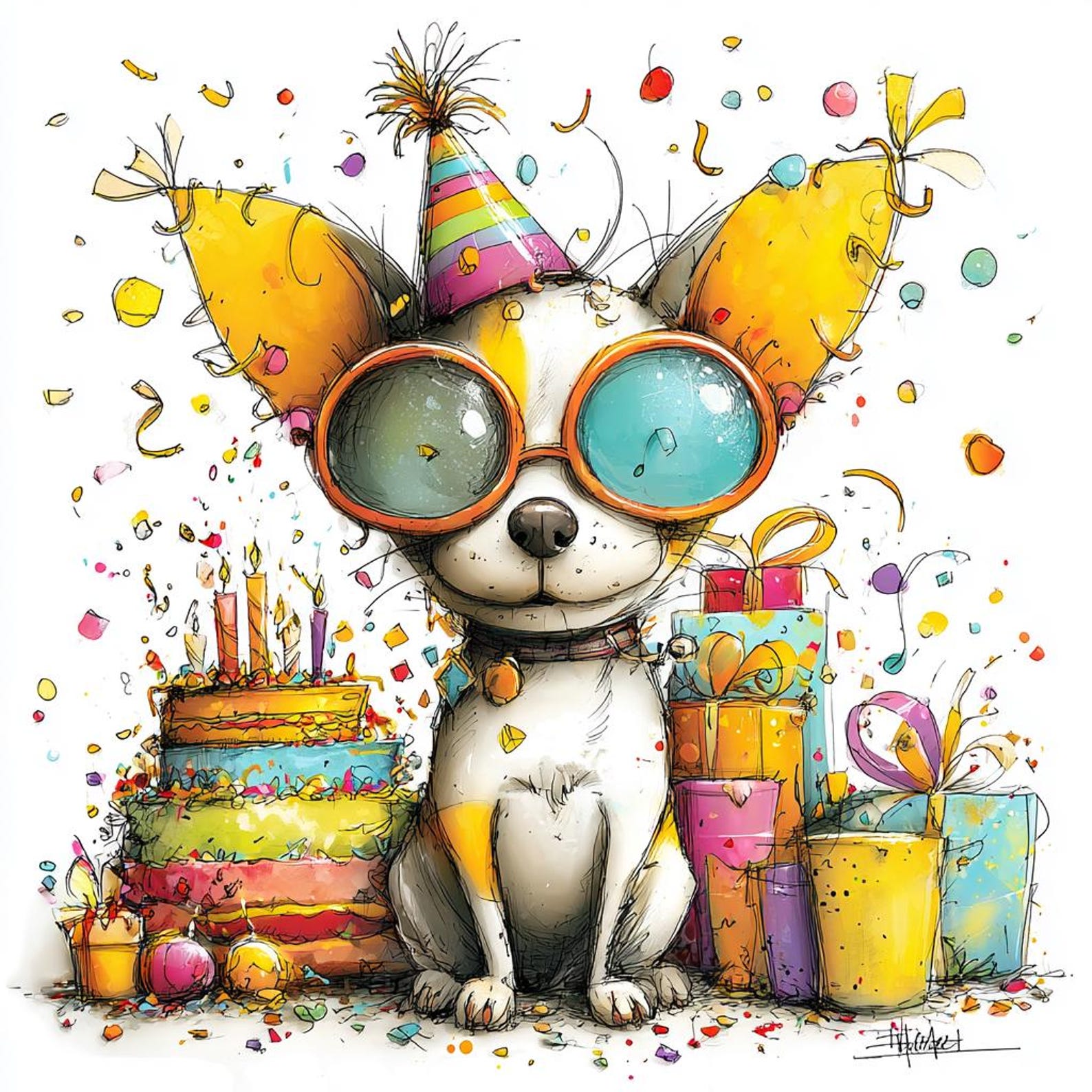 Funny Chihuahua Birthday Clipart: Quirky Party Dog Art (JPG) - Etsy