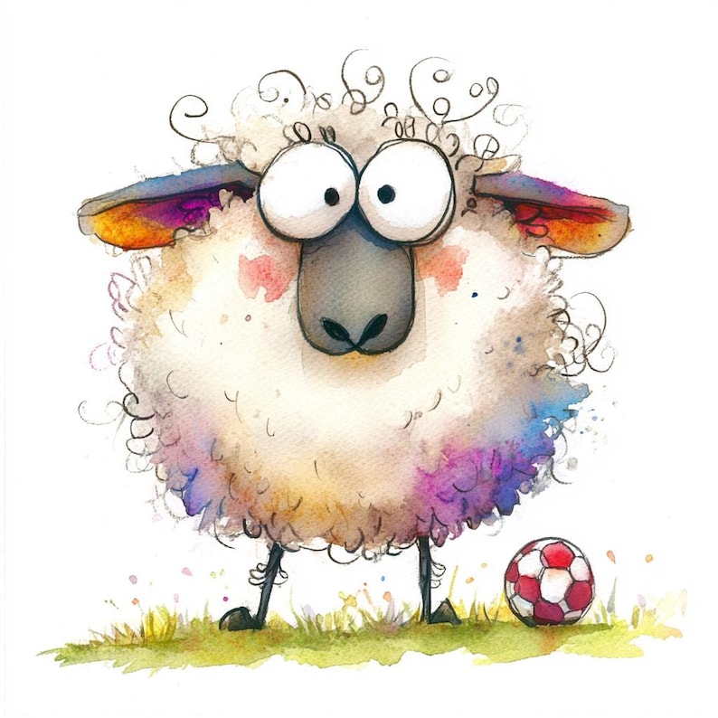 Watercolor Sheep Clipart Bundle – Whimsical Farm Animal Pngs (digital ...
