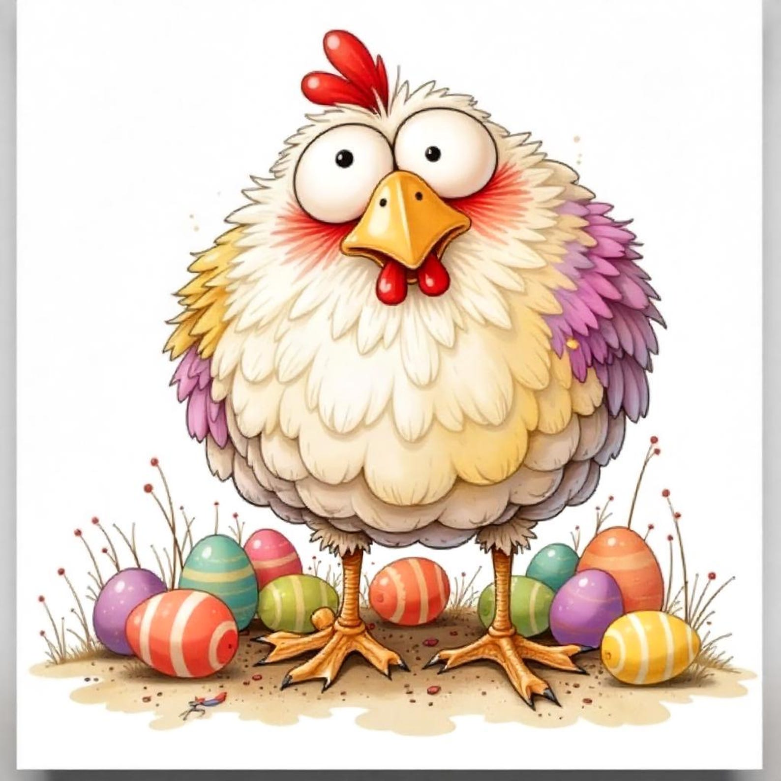 12 Quirky Easter Chick Clip Art, Watercolor Clipart JPG, Junk Journal ...