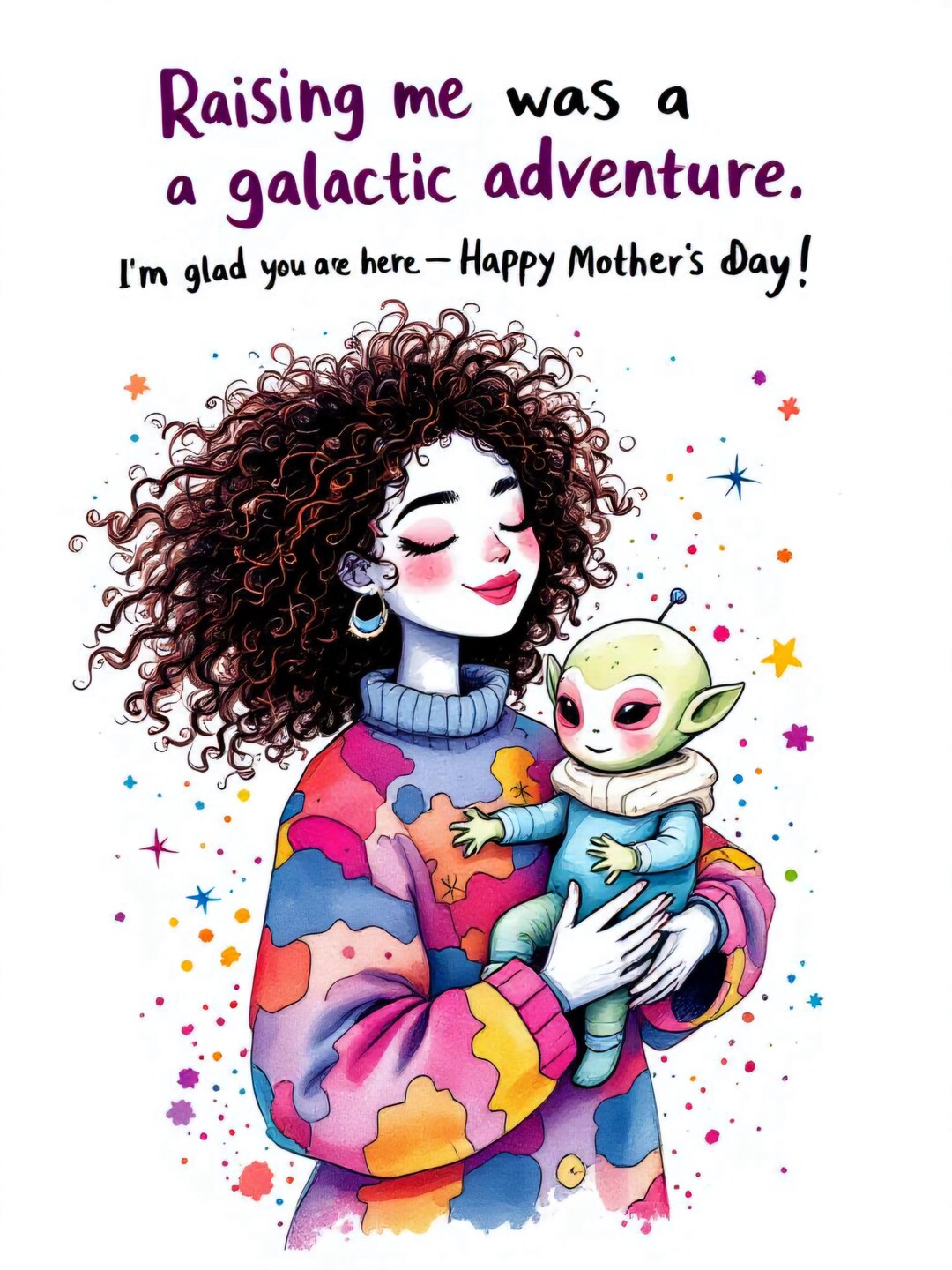 Funny Mother's Day Card – Alien Baby Theme – Galactic Adventure for Mom ...