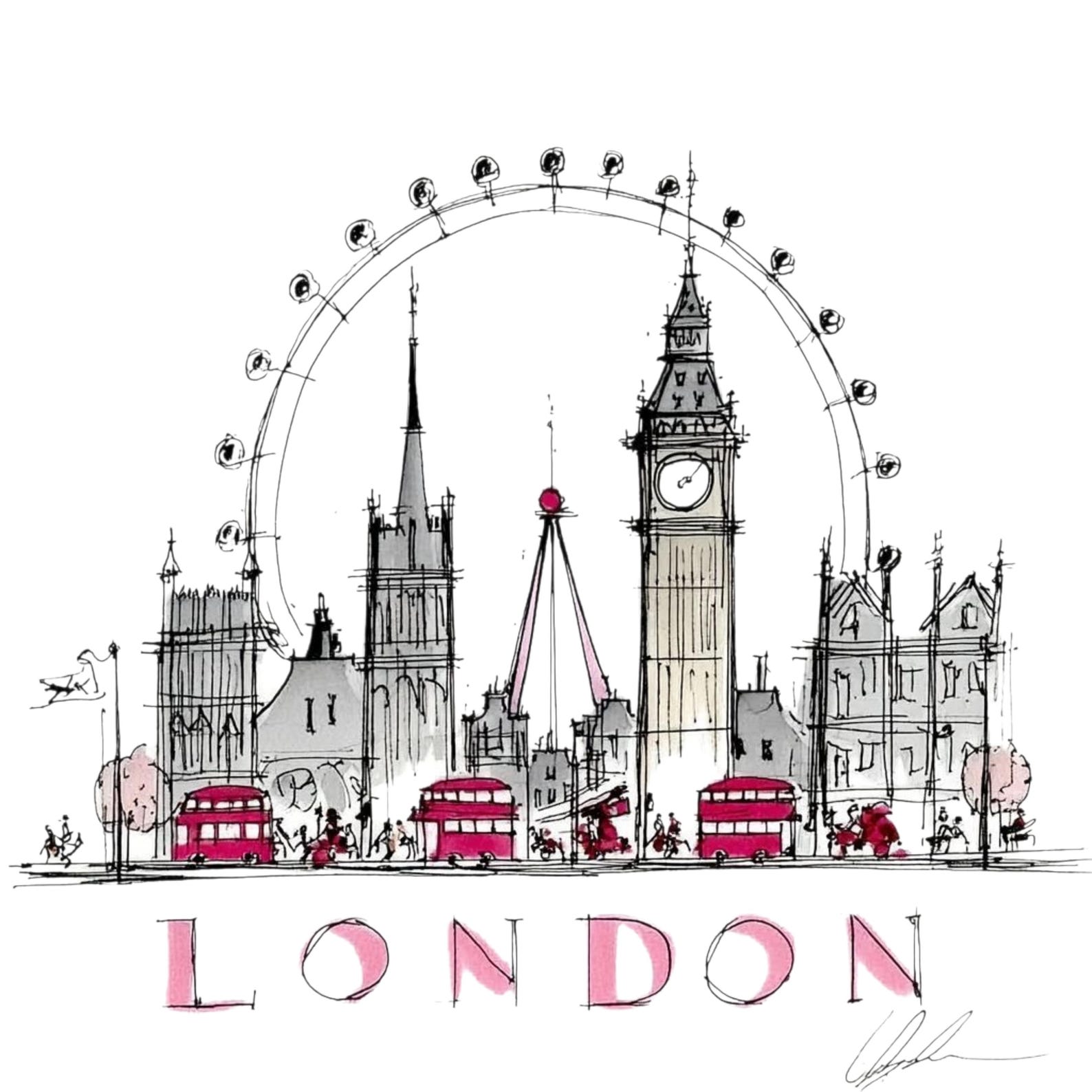 28 London City Clipart PNG: Watercolor Skyline & Big Ben Art for ...