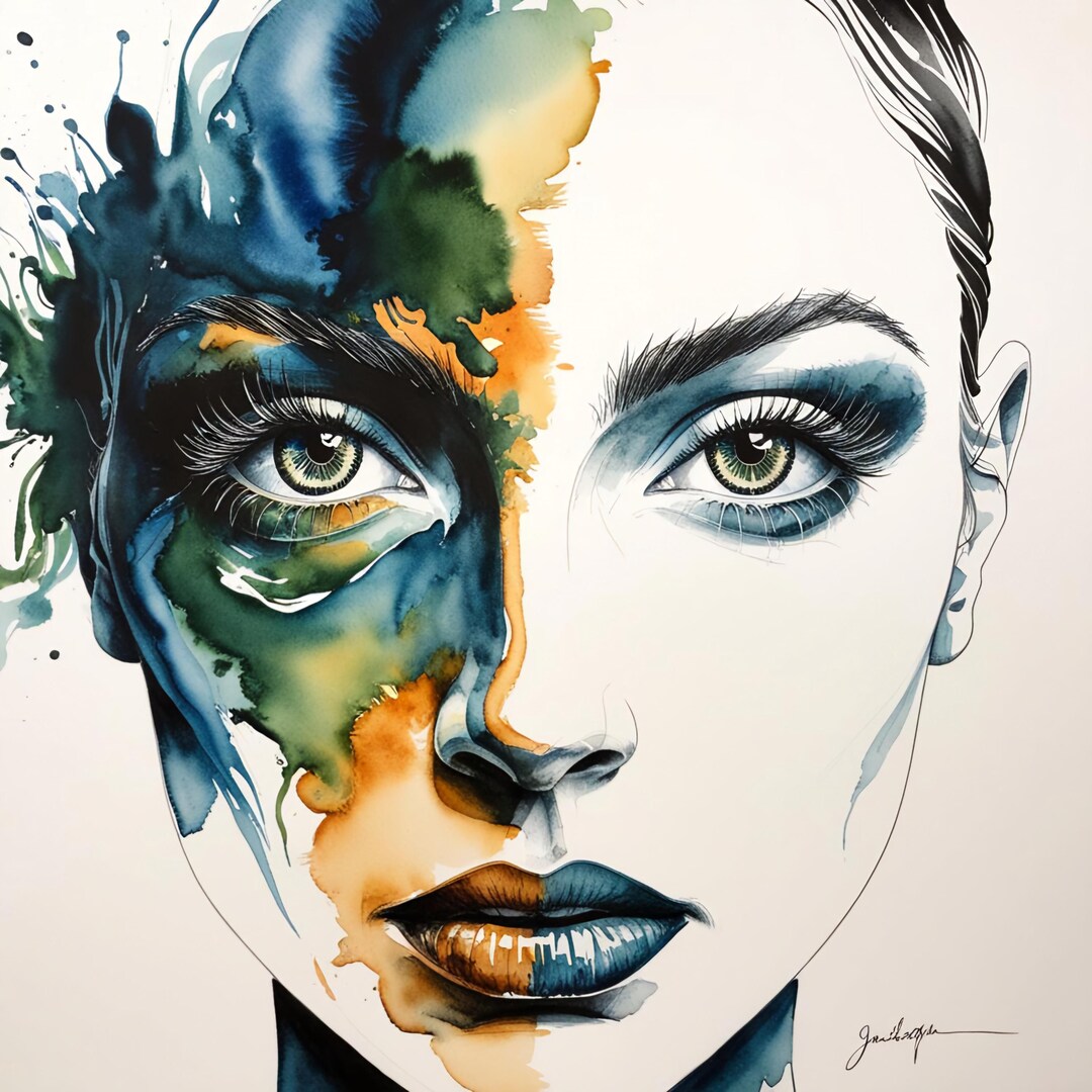 12 Earth Woman Face Clipart – Colorful Abstract Watercolor, Delicate ...