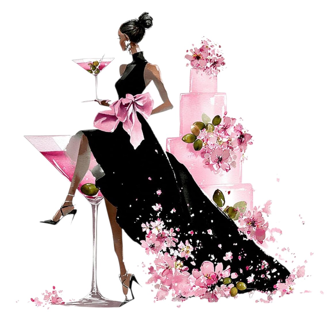 25 Celebration Fashion Lady Clipart (PNG JPG) : Elegant Party Girl Art ...